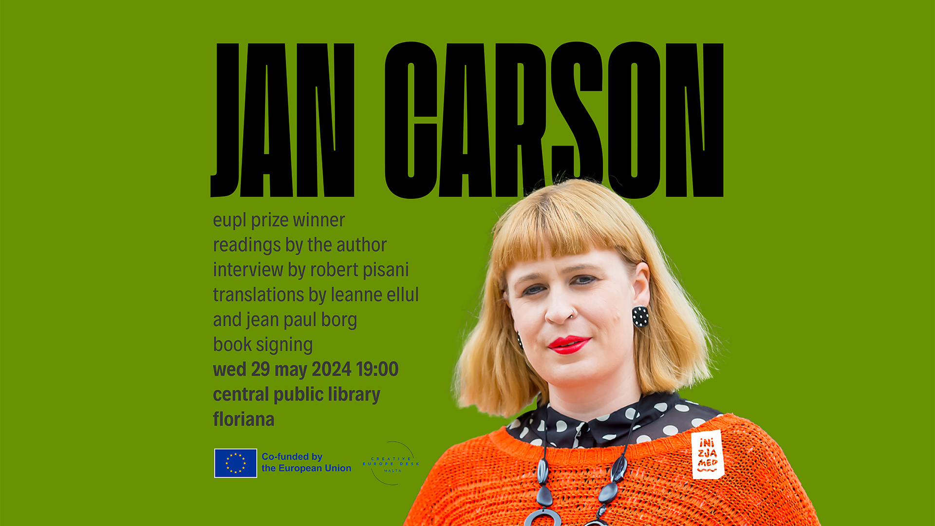 Jan Carson f'Malta - 29 ta' Mejju 2024 - Inizjamed